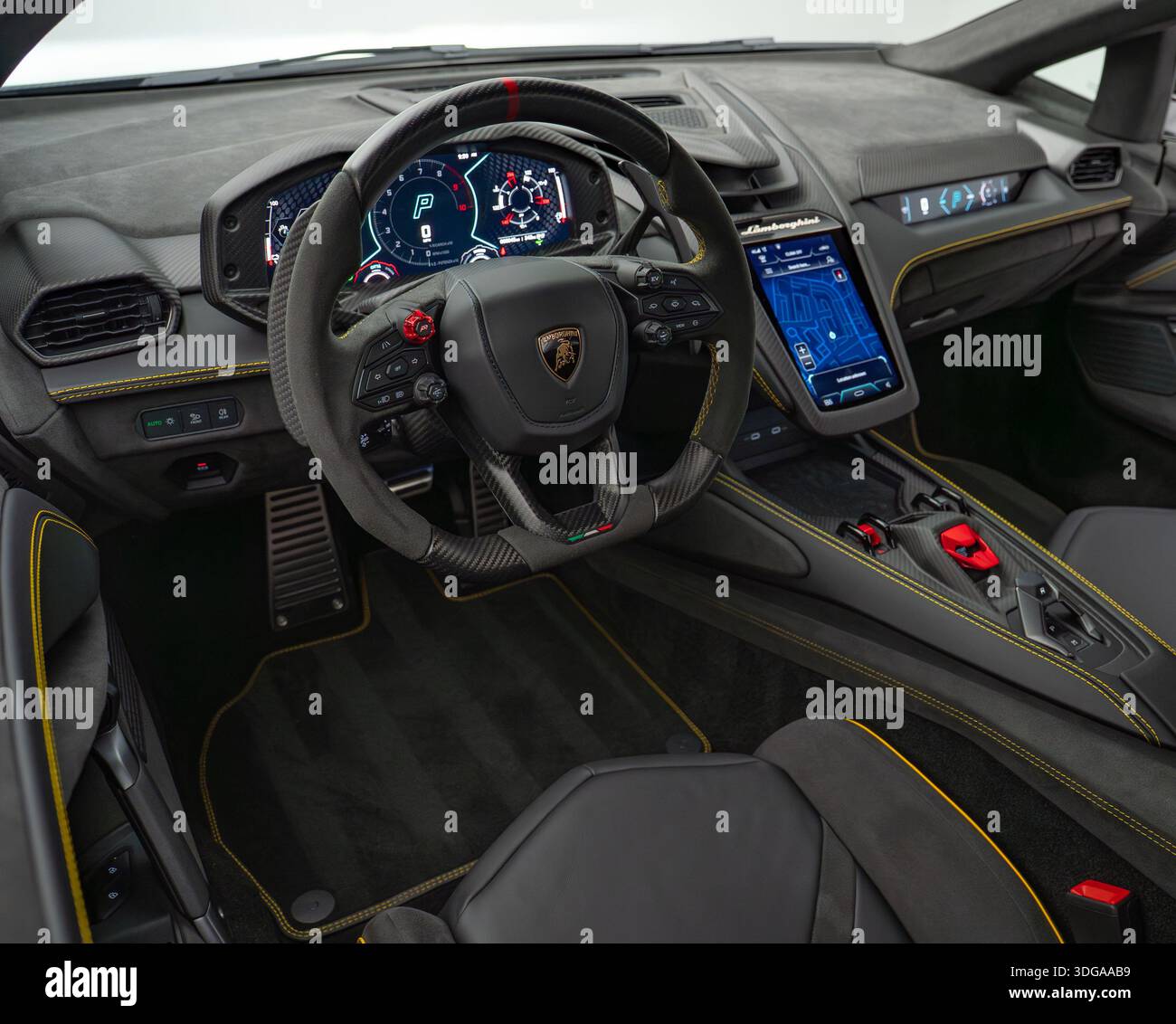 Lamborghini Revuelto interior 2026 supercar cockpit with dark grey ...