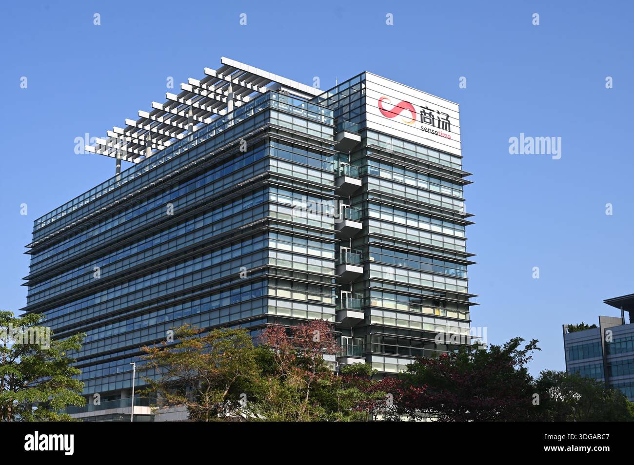 A general view show the Chinese brand of SenseTime Group Inc. logo at ...