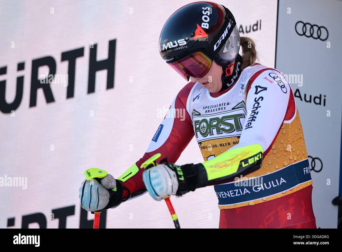 Austria's Nina Ortlieb starts an alpine ski, women's World Cup downhill ...