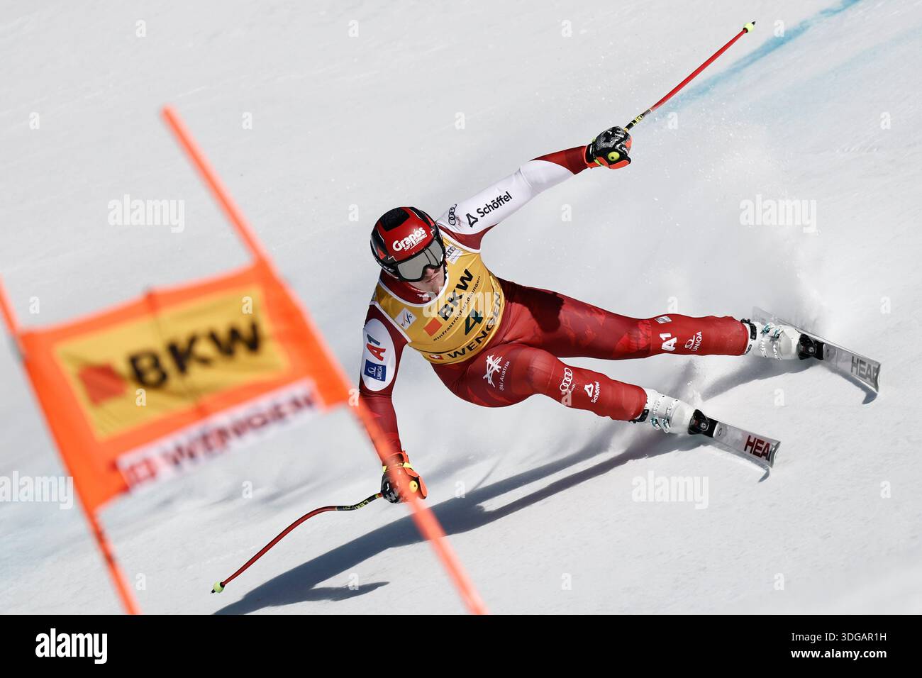 Austria's Stefan Babinsky speeds down the course during an alpine ski ...