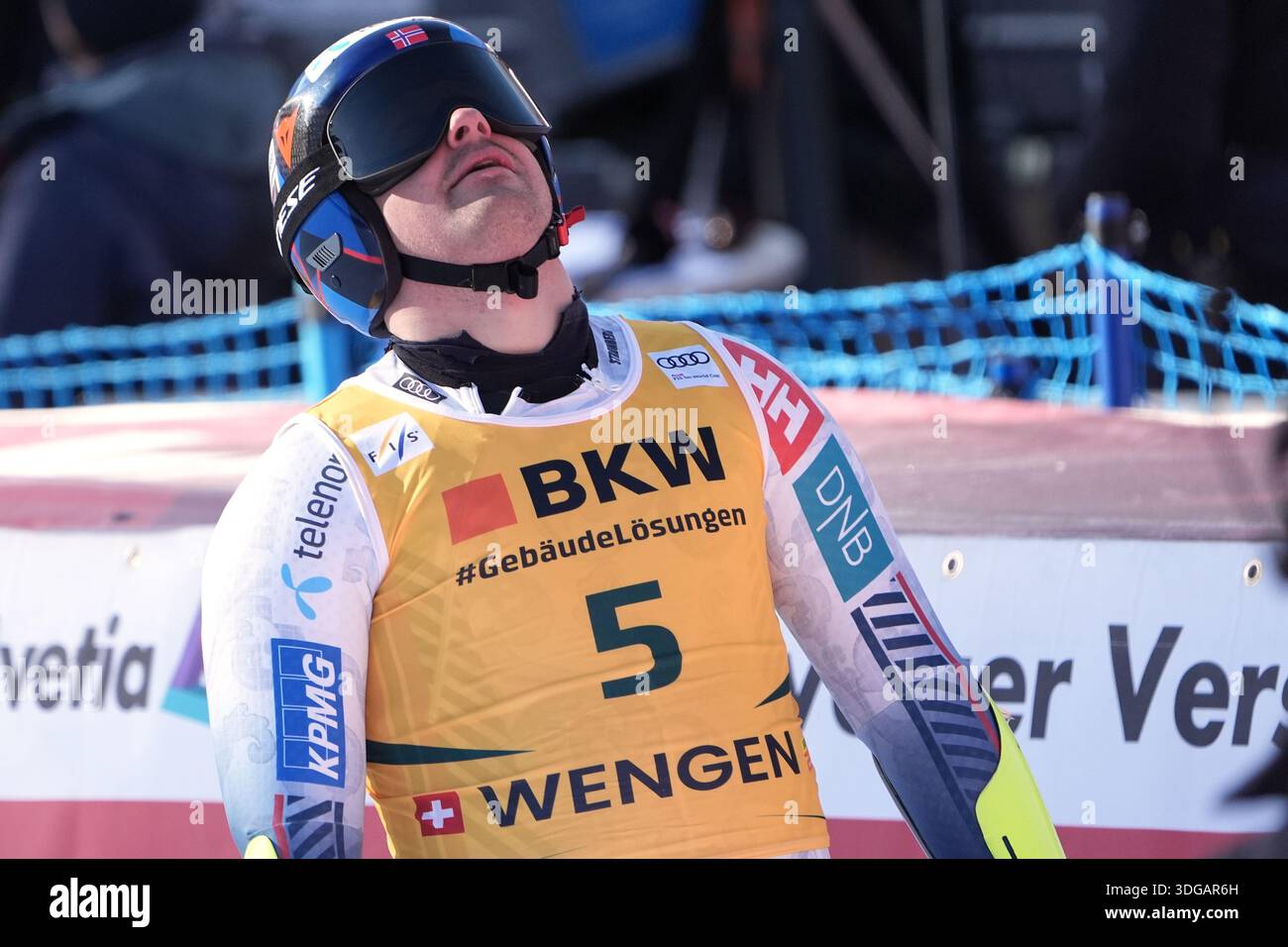 Norway's Aldrian Smiseth Sejersted reacts at finish line during an ...