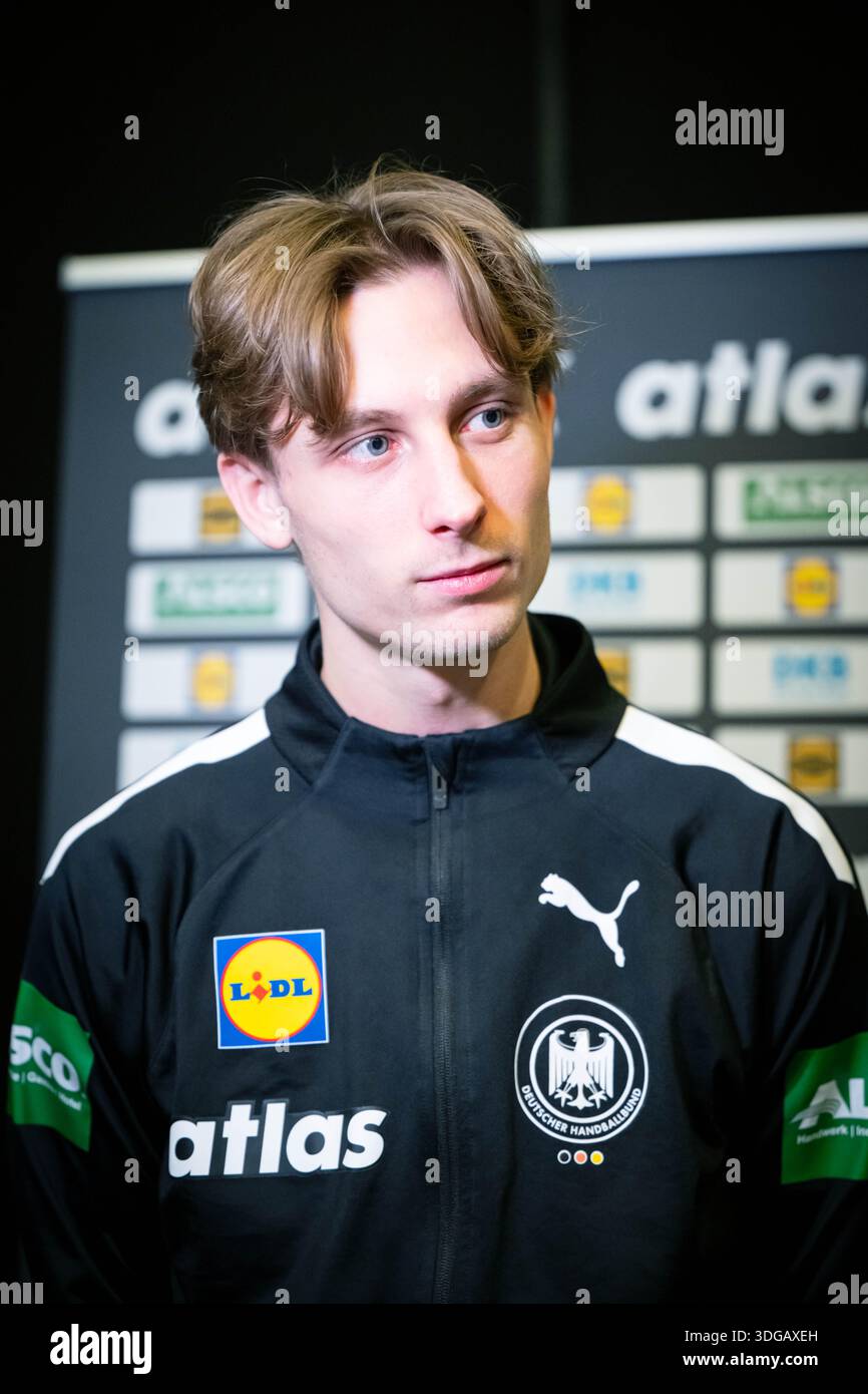 Silkeborg, Denmark. 16th Jan, 2026. Mathis Häseler at a press ...