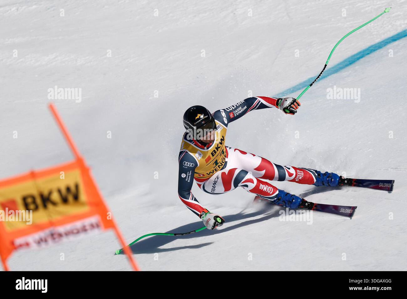 France's Nils Allegre speeds down the course during an alpine ski, men ...