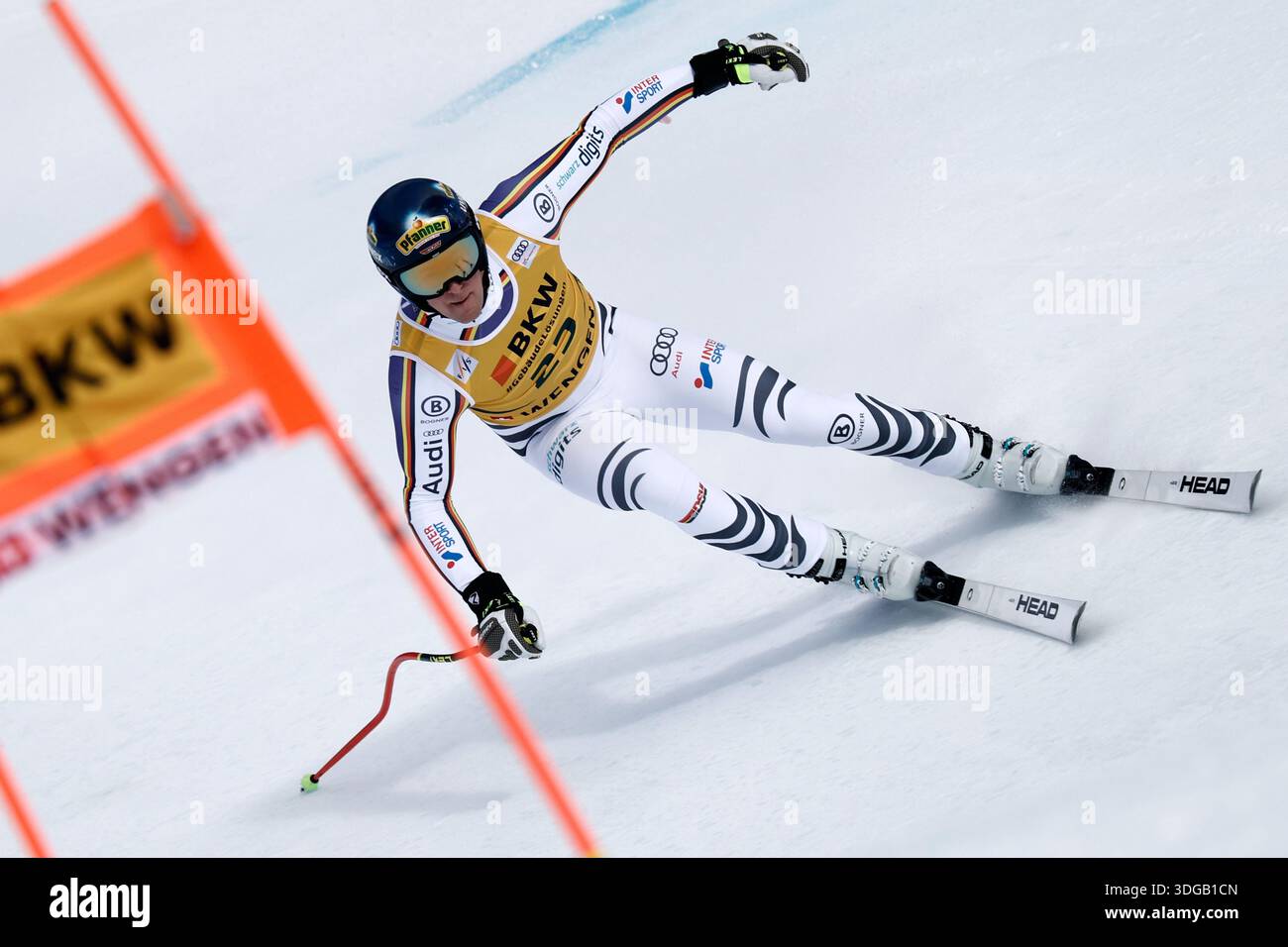 Germany's Simon Jocher speeds down the course during an alpine ski, men ...