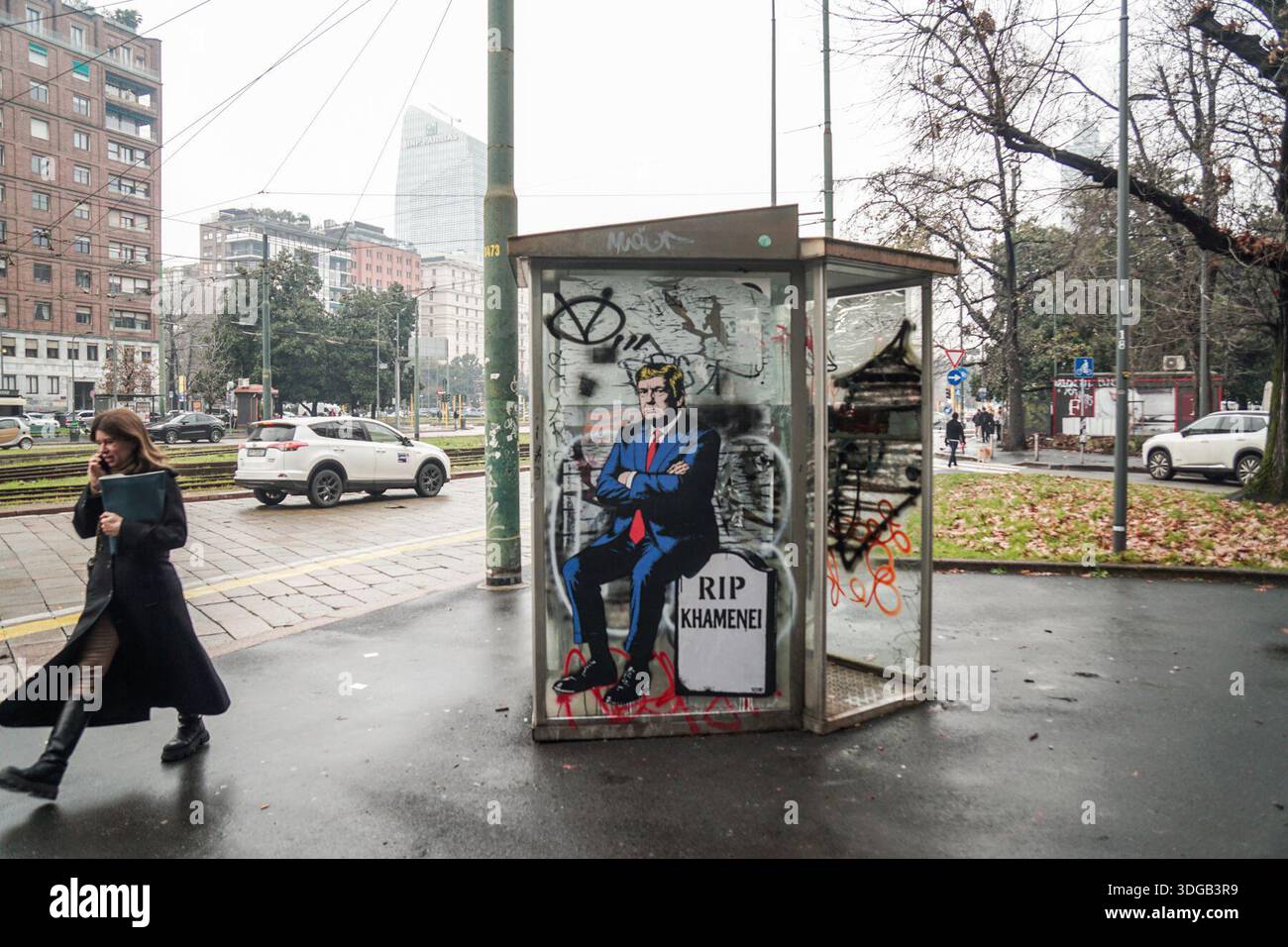 Milan, Italy. 16th Jan, 2026. MILAN - A new mural by AleXsandro Palombo ...