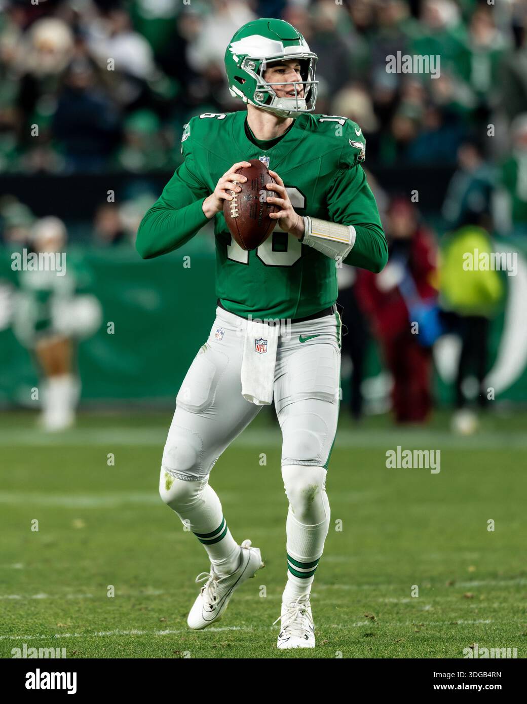 Philadelphia Eagles quarterback Tanner McKee (16) at the Washington ...