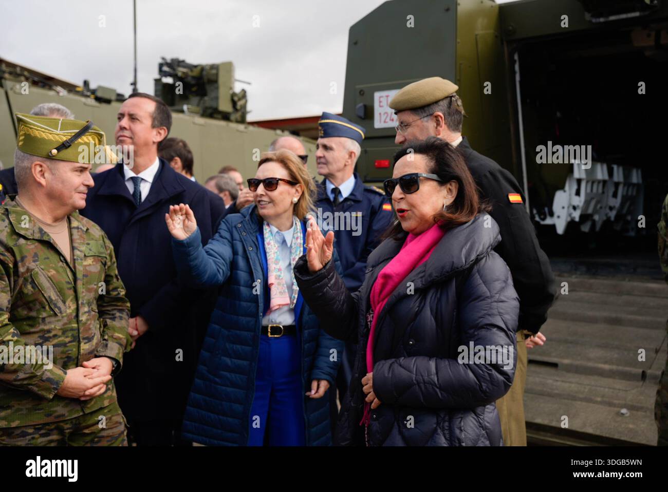 The Minister of Defence, Margarita Robles (r), during the delivery of ...