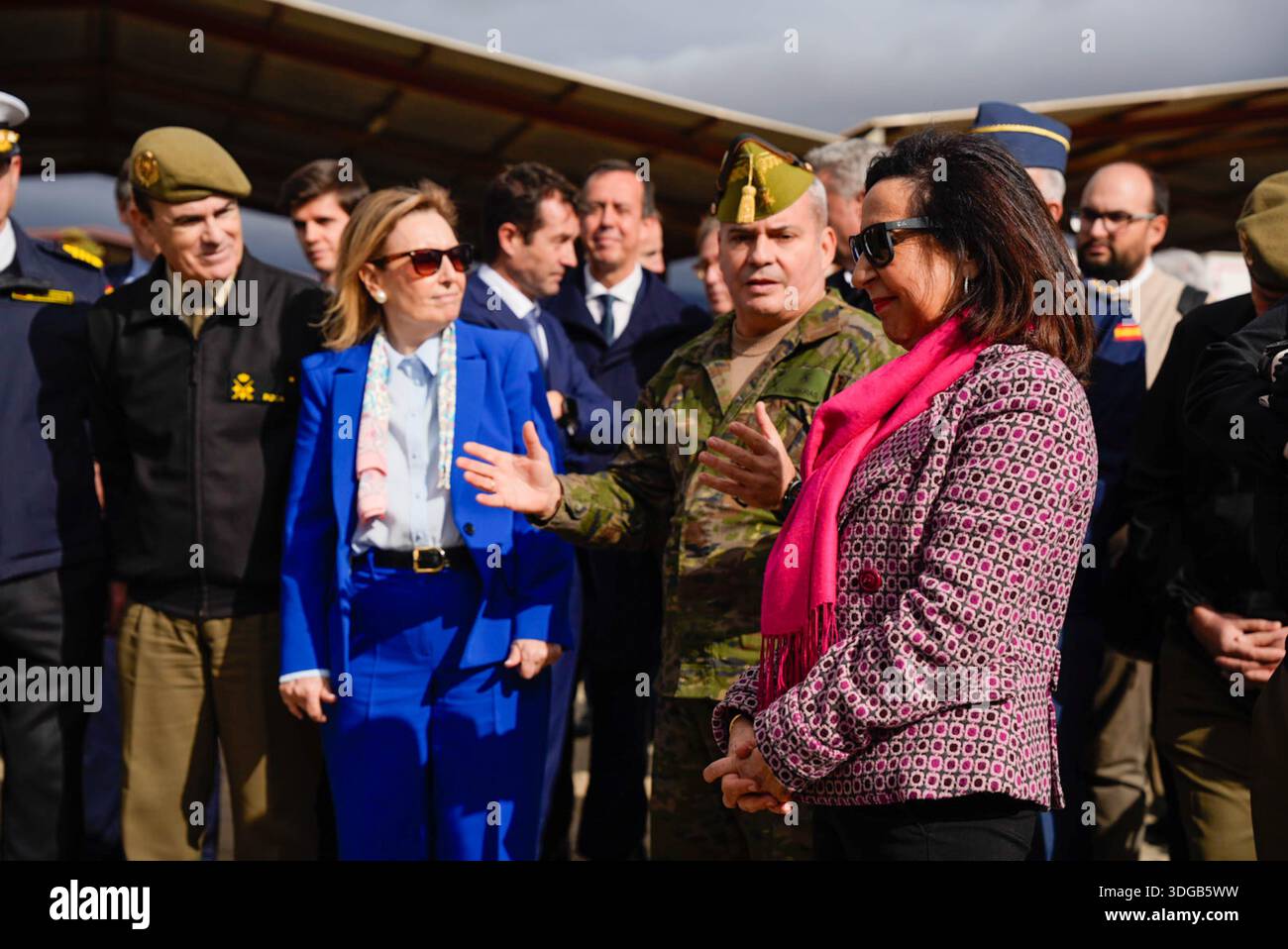 The Minister of Defence, Margarita Robles (r), during the delivery of ...