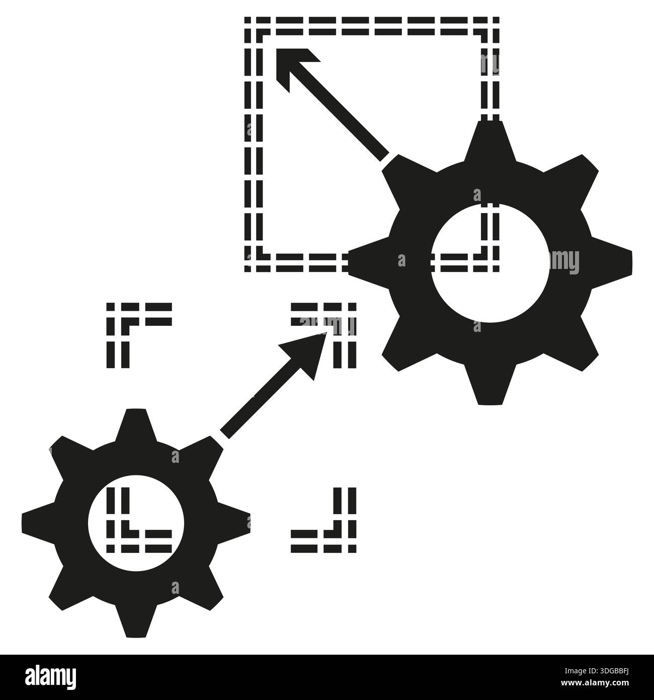 Technical gear icon. Engineering scale symbol. Arrow dimension Vector ...