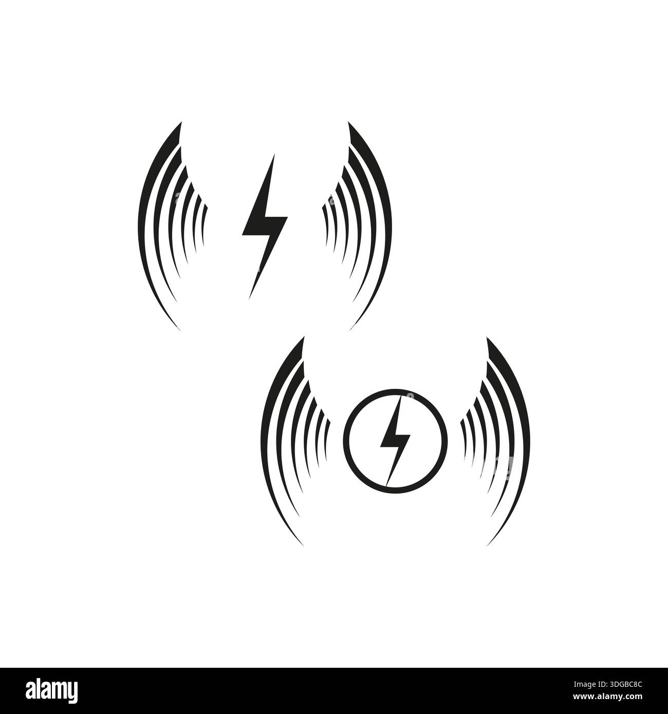 Electric signal icon. Wireless power vector. Lightning bolt wave ...