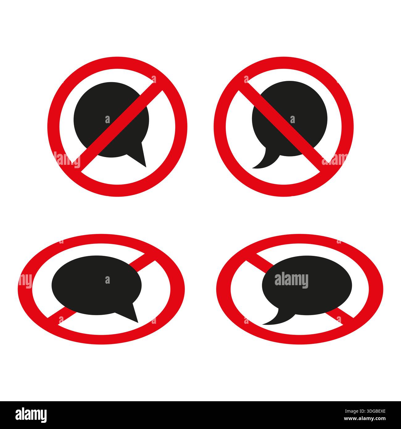 No speak sign. Silence bubble vector. Mute voice symbol. Quiet zone ...