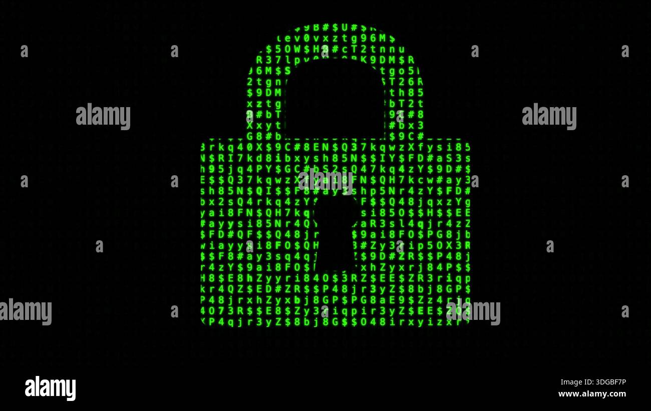 Digital Encryption Lock Made of Code Characters Stock Photo - Alamy