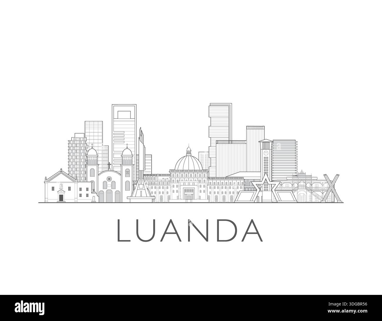 Luanda skyline, Angola. Urban cityscape with landmarks and monuments ...