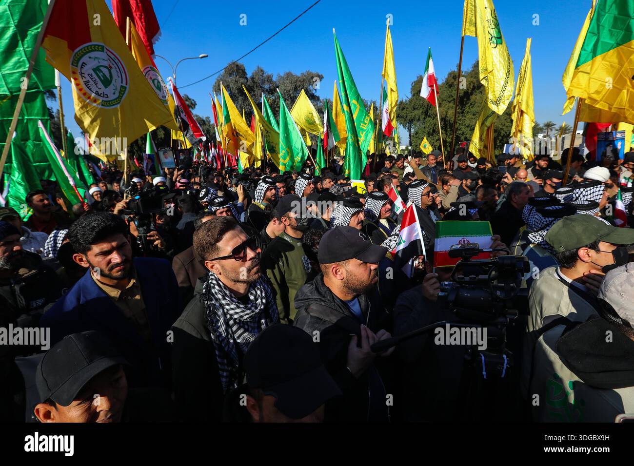 Baghdad, Iraq. 16th Jan, 2026. Demonstrator gather in front of the ...