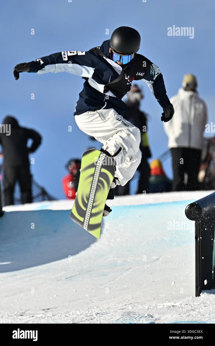 Ryoma Kimata of Japan competes in the men's snowboard slopestyle ...