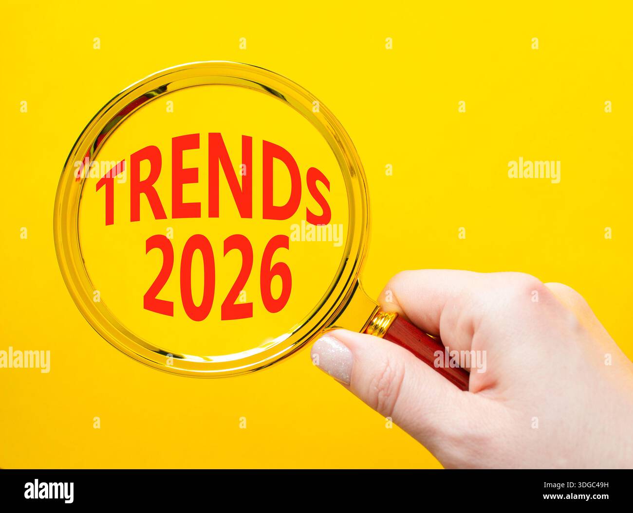 Trends 2026 symbol. Magnifying Glass with words Trends 2026 ...