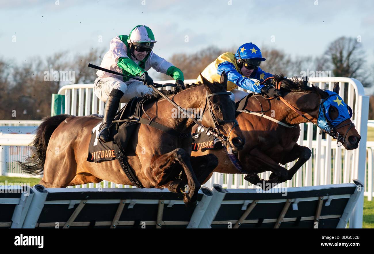 Windsor, UK, Friday 16th January 2026; Hot Fuss and jockey David Bass ...