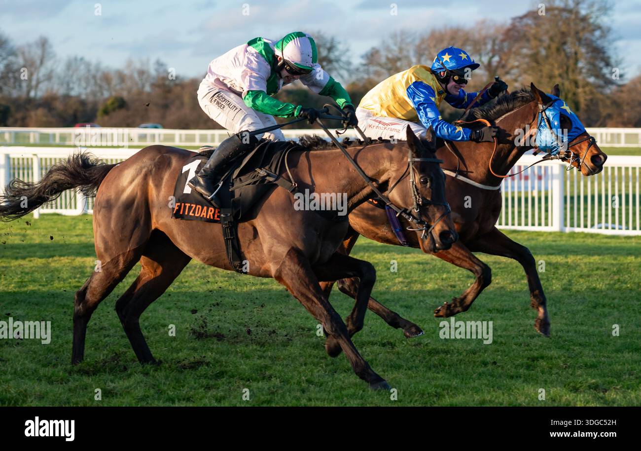 Windsor, UK, Friday 16th January 2026; Hot Fuss and jockey David Bass ...