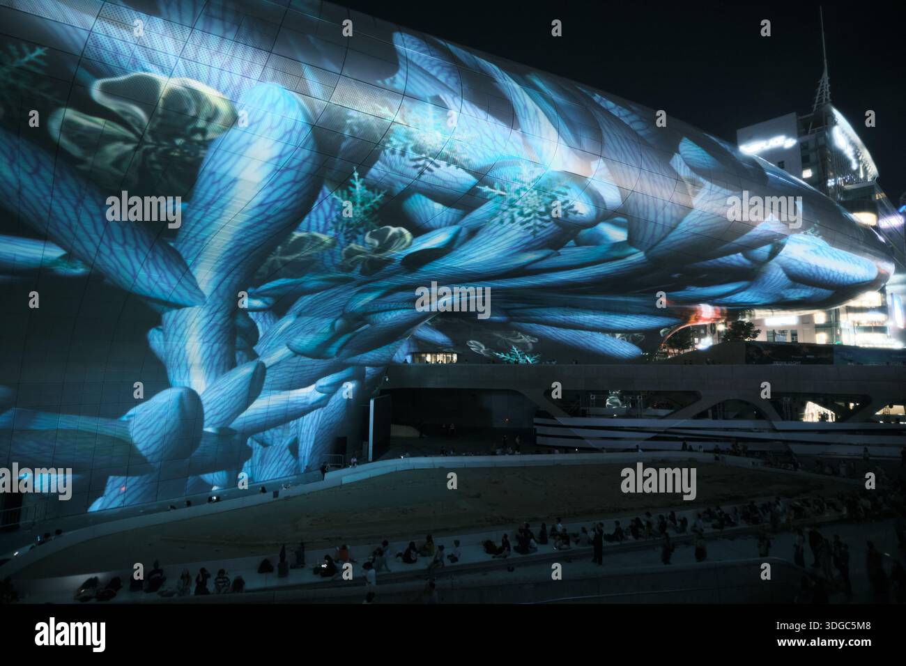 Seoul, South Korea: Large-scale digital projection artwork displayed on ...