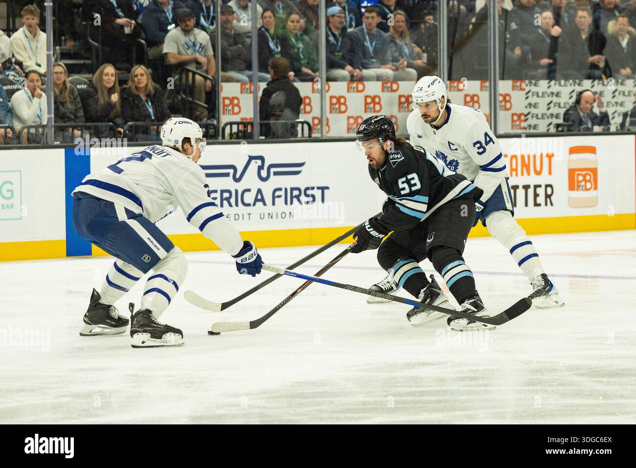 Utah Mammoth left wing Michael Carcone (53) in action during the first ...