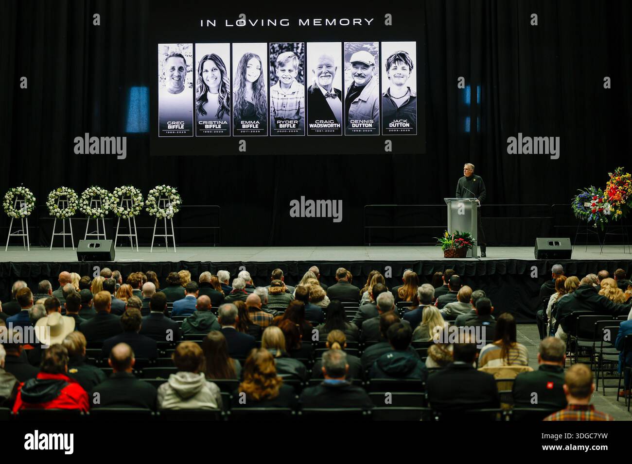 Chaplain Billy Mauldin speaks during the NASCAR Plane Crash Memorial ...