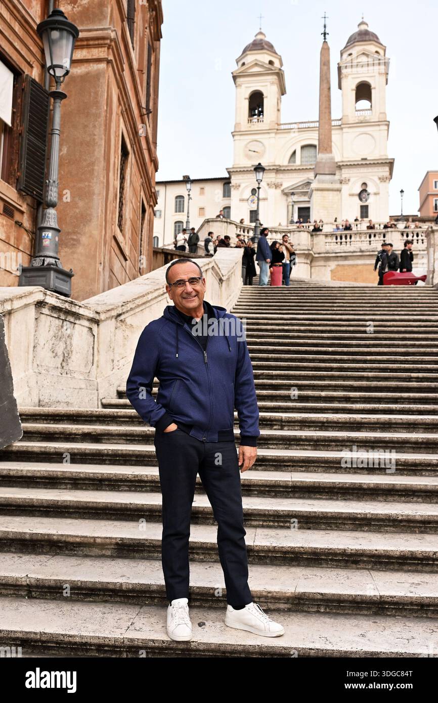 Roma, Lazio. 16th Jan, 2026. Italian host Carlo Conti on the set of the ...