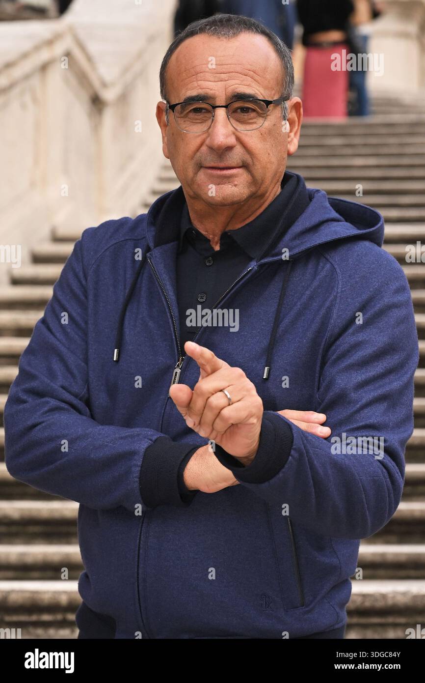 Roma, Lazio. 16th Jan, 2026. Italian host Carlo Conti on the set of the ...