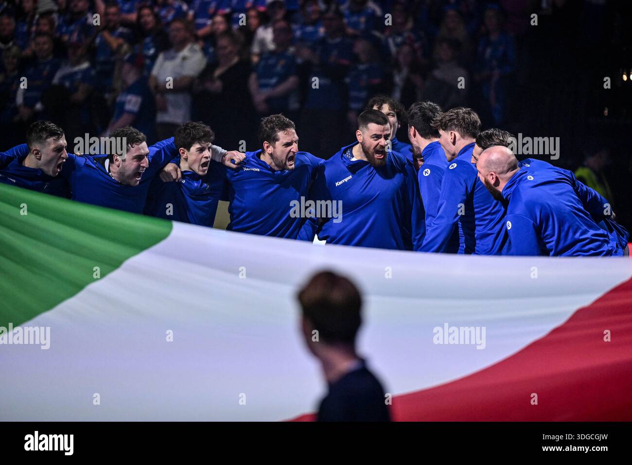 Kristianstad, Sweden. 16th Jan, 2026. Iceland vs Italy, Handball match ...