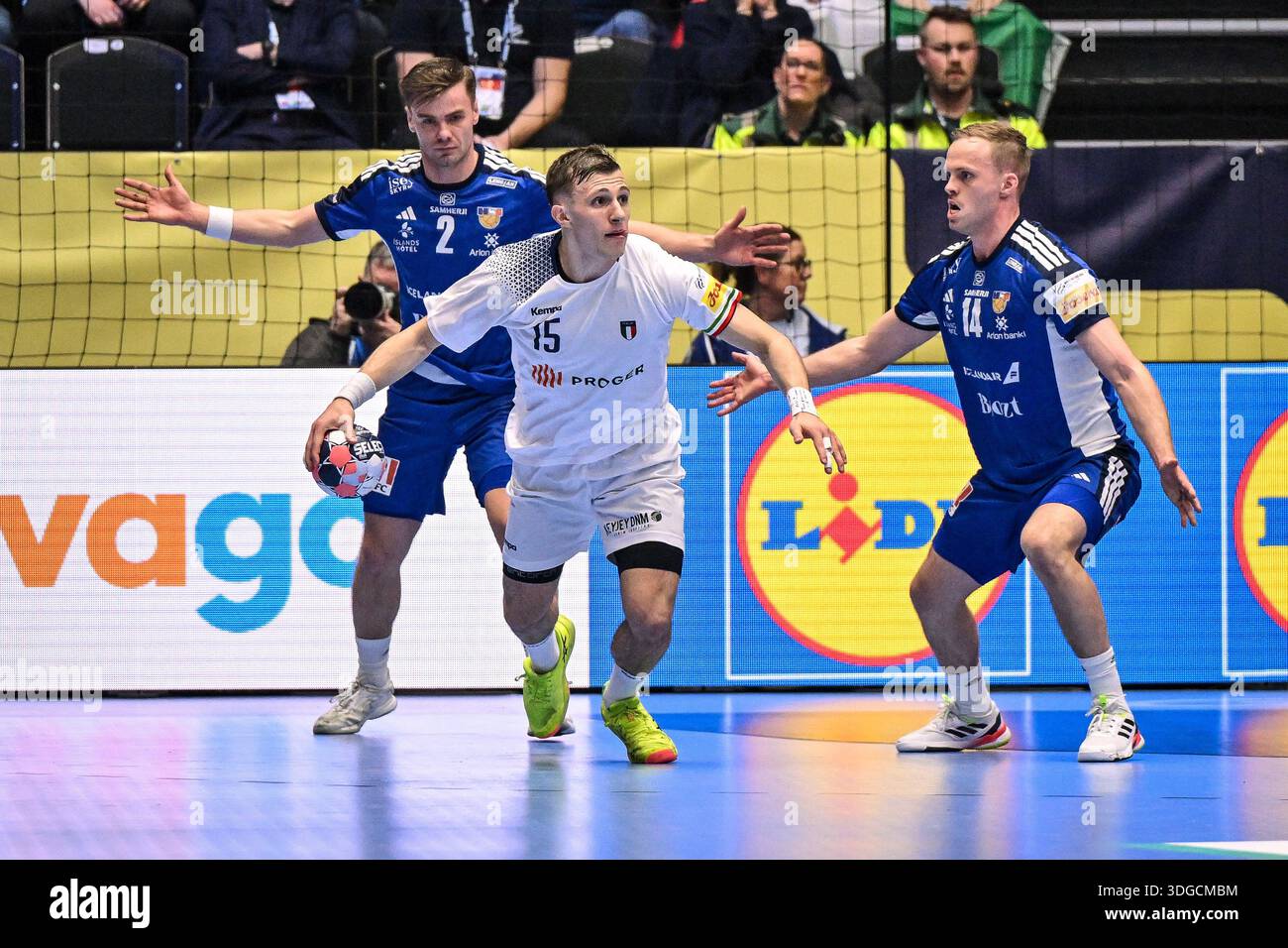 Kristianstad, Sweden. 16th Jan, 2026. Iceland vs Italy, Handball match ...