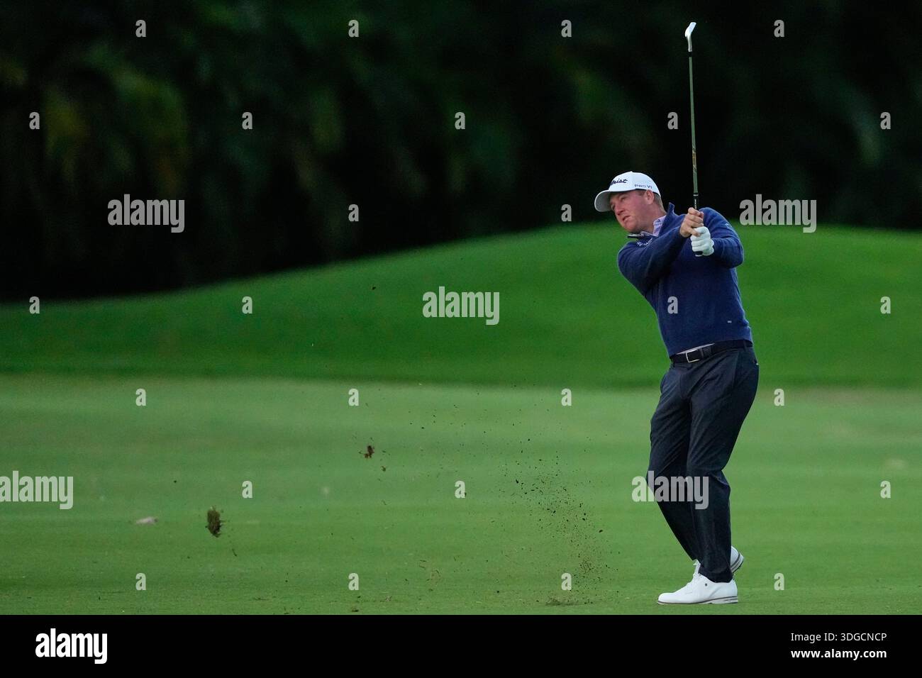 Tom Hoge hits on the 10th hole during the second round of the Sony Open ...
