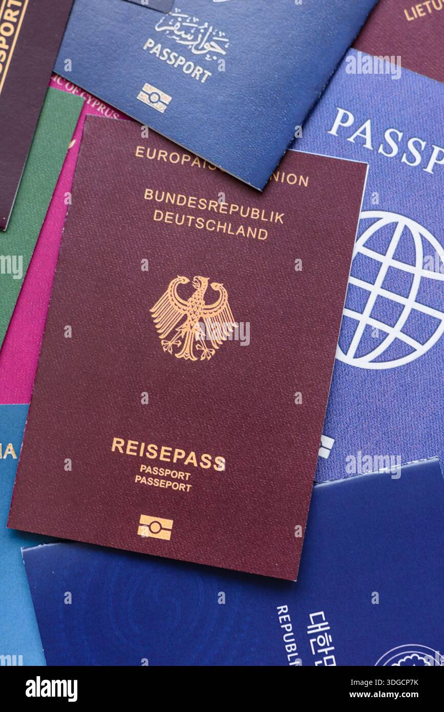 Passports of citizens of different countries of the world, background ...