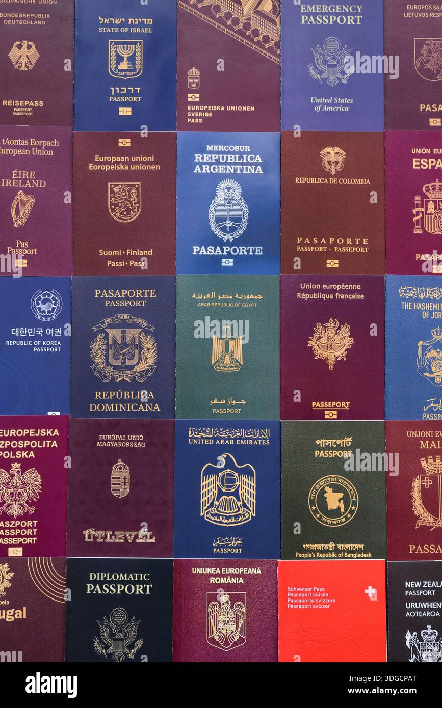 Passports of citizens of different countries of the world, background ...