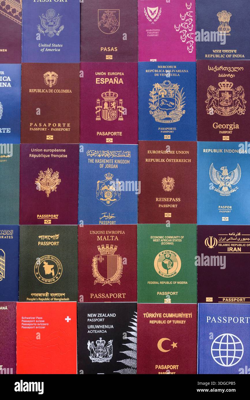 Passports of citizens of different countries of the world, background ...