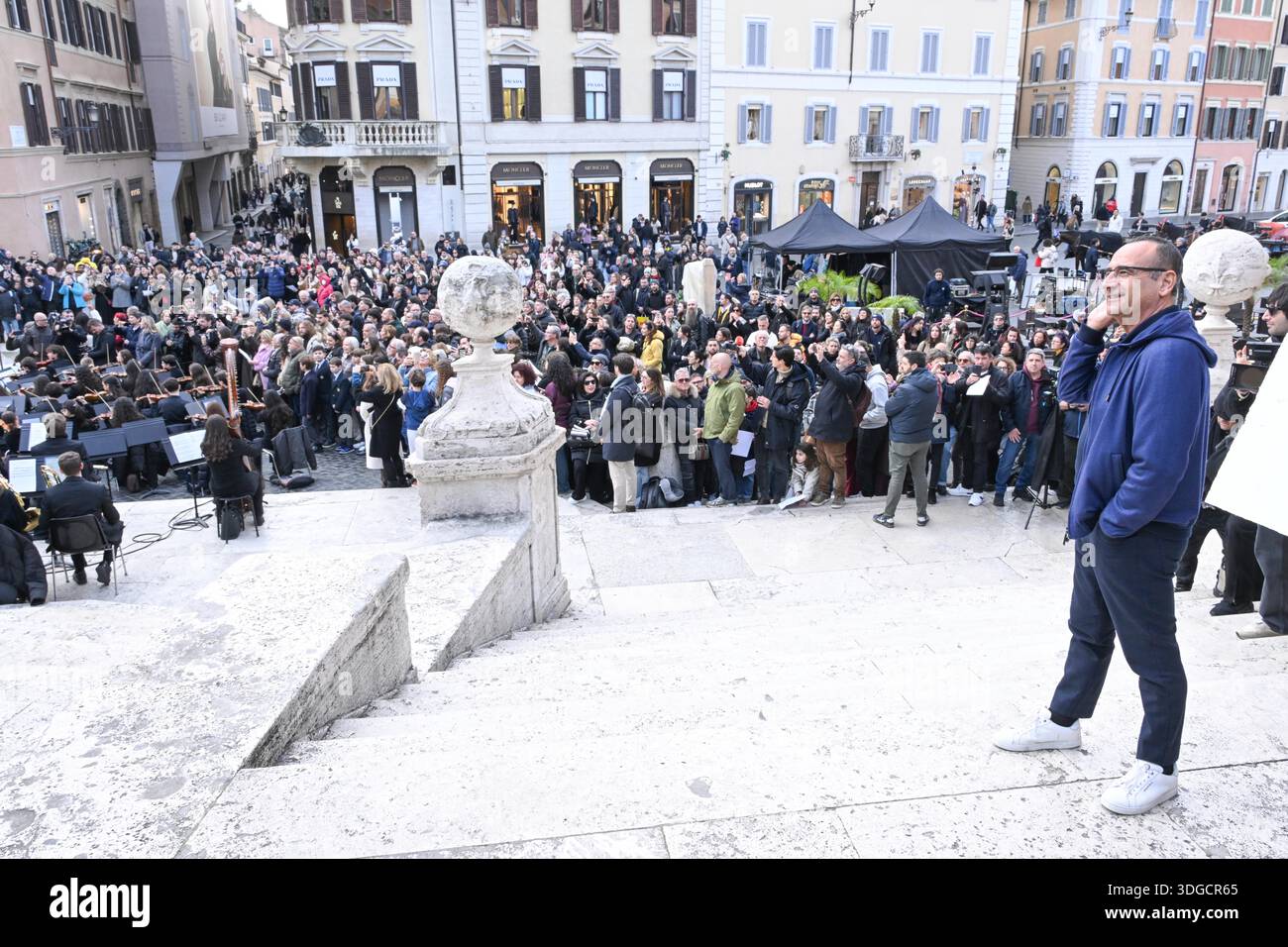 Rome, Italy. 16th Jan, 2026. Rome: Piazza di Spagna. Carlo Conti's ...