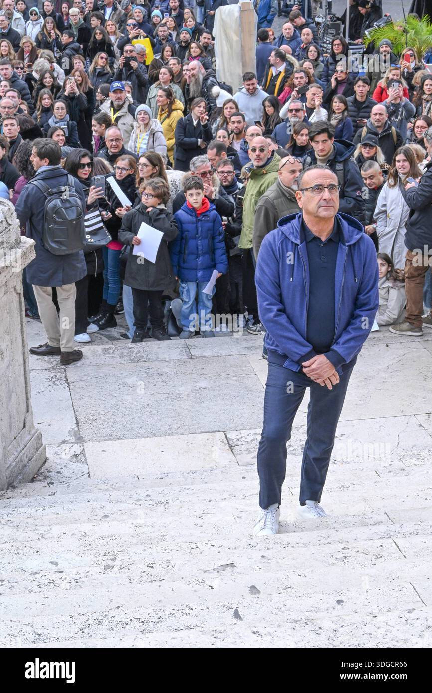 Rome, Italy. 16th Jan, 2026. Rome: Piazza di Spagna. Carlo Conti's ...