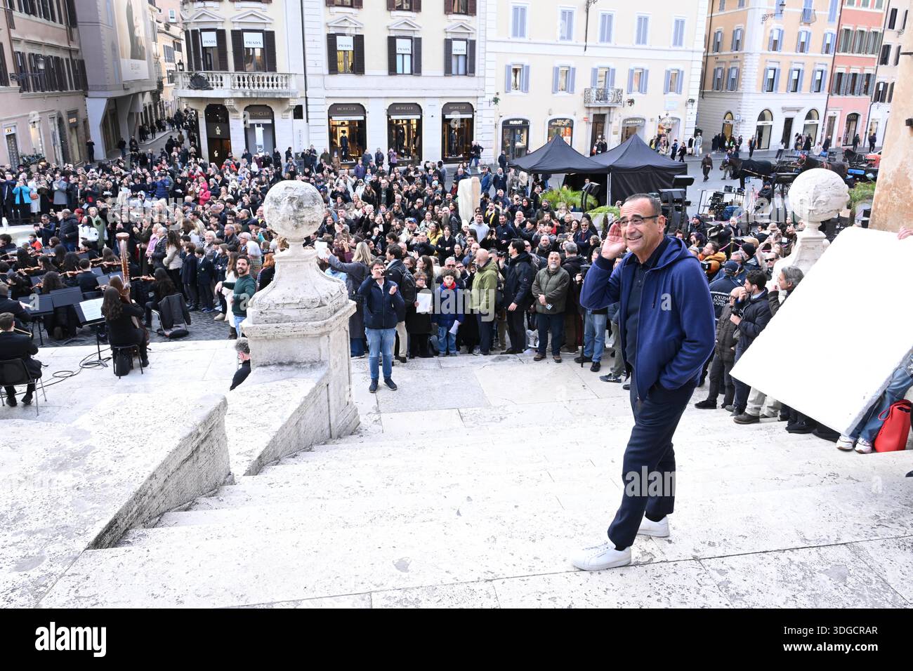 Rome, Italy. 16th Jan, 2026. Rome: Piazza di Spagna. Carlo Conti's ...