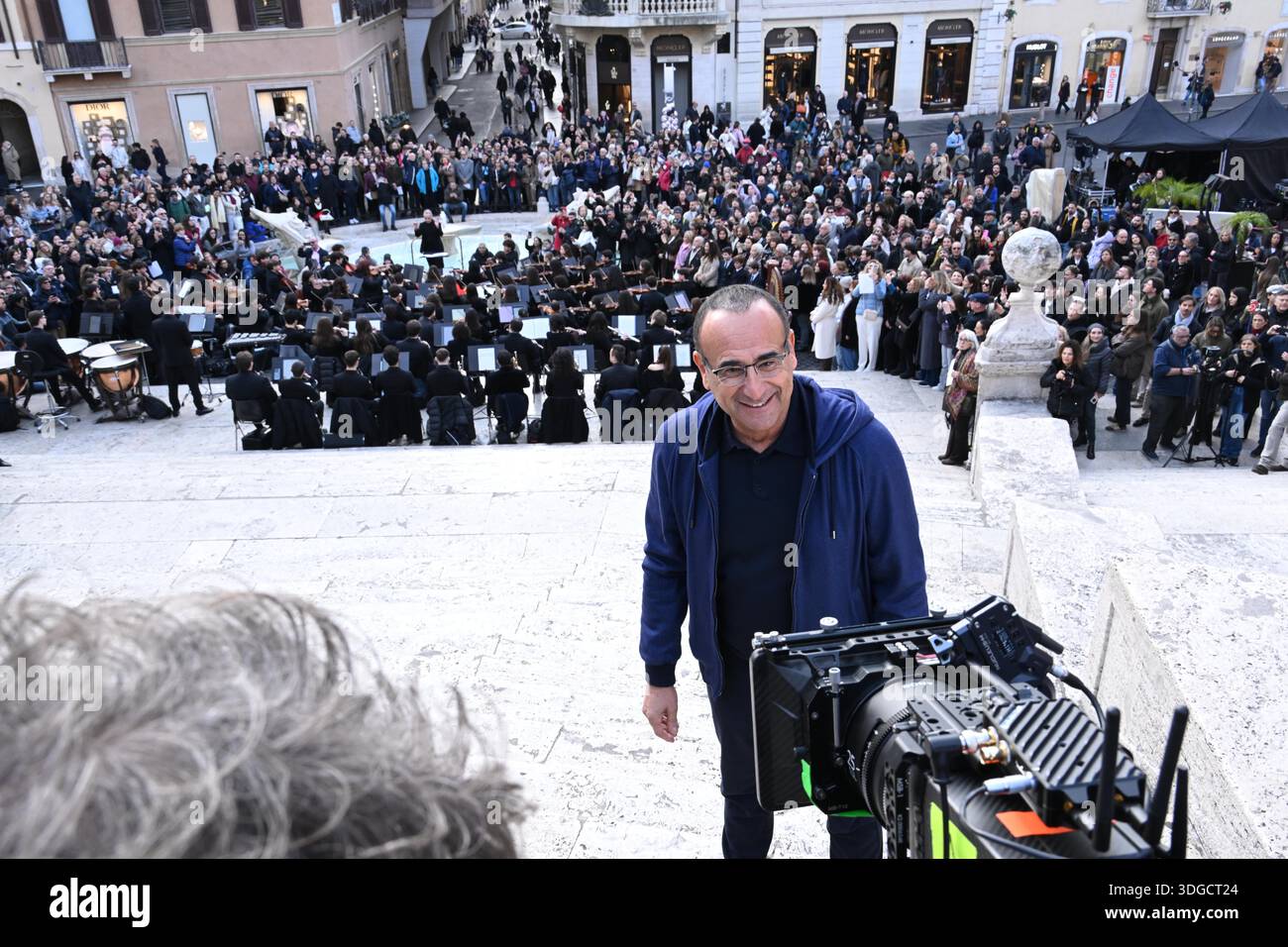 Rome, Italy. 16th Jan, 2026. Rome: Piazza di Spagna. Carlo Conti's ...