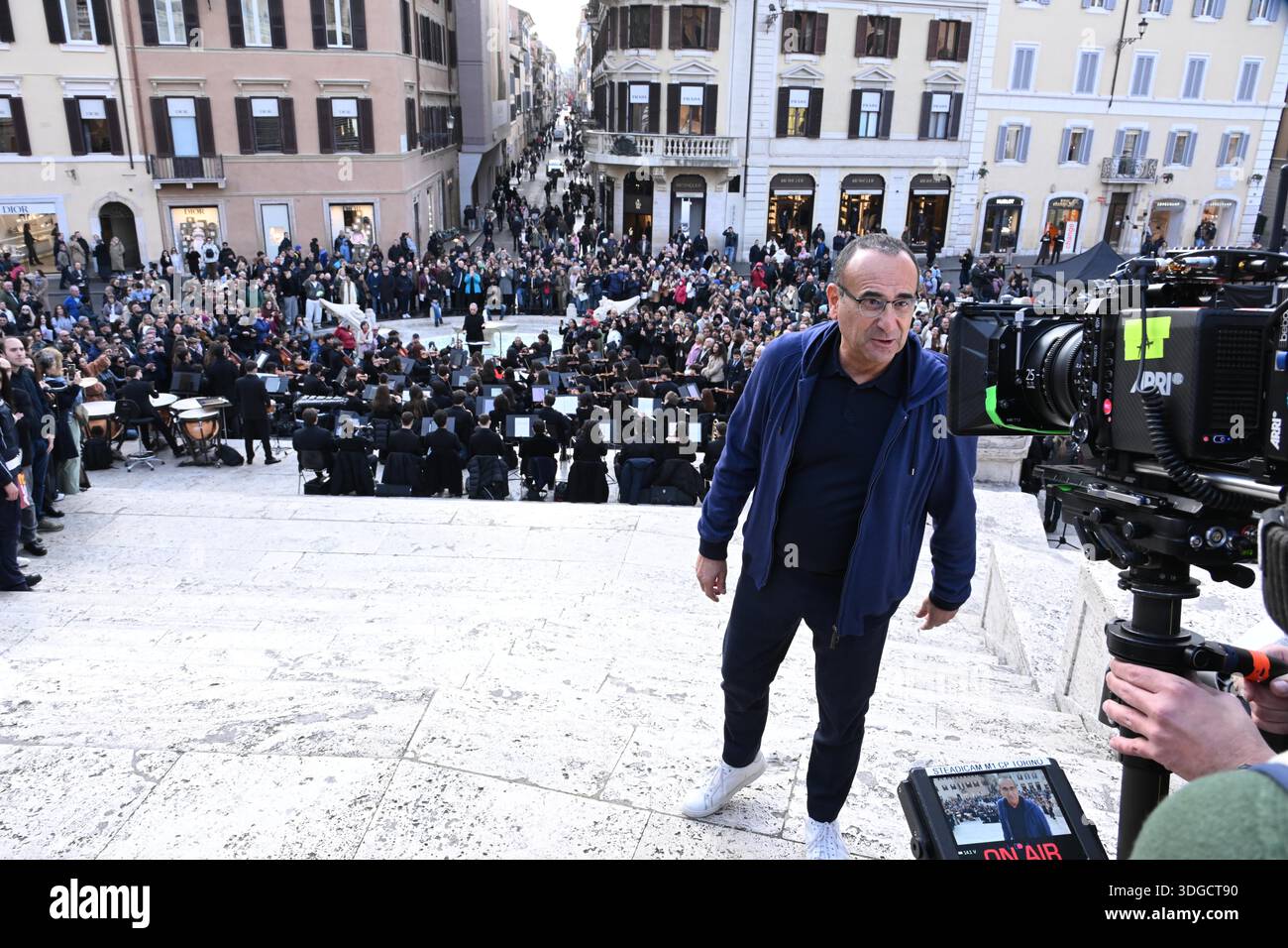 Rome, Italy. 16th Jan, 2026. Rome: Piazza di Spagna. Carlo Conti's ...