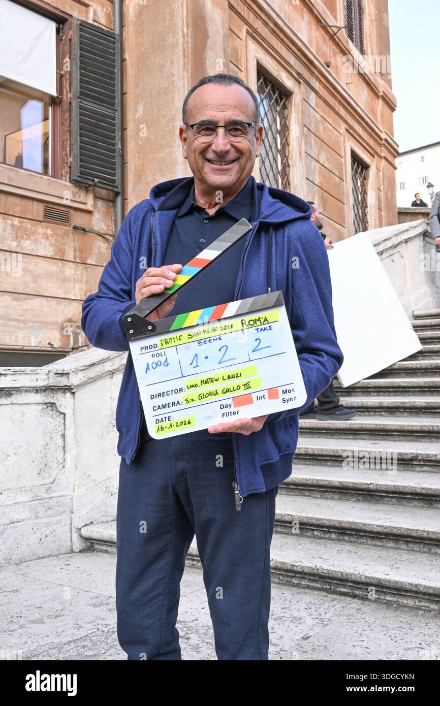 Rome, Italy. 16th Jan, 2026. Rome: Piazza di Spagna. Carlo Conti's ...