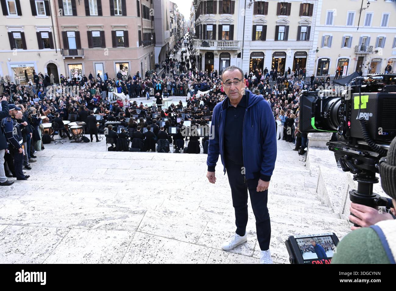 Rome, Italy. 16th Jan, 2026. Rome: Piazza di Spagna. Carlo Conti's ...