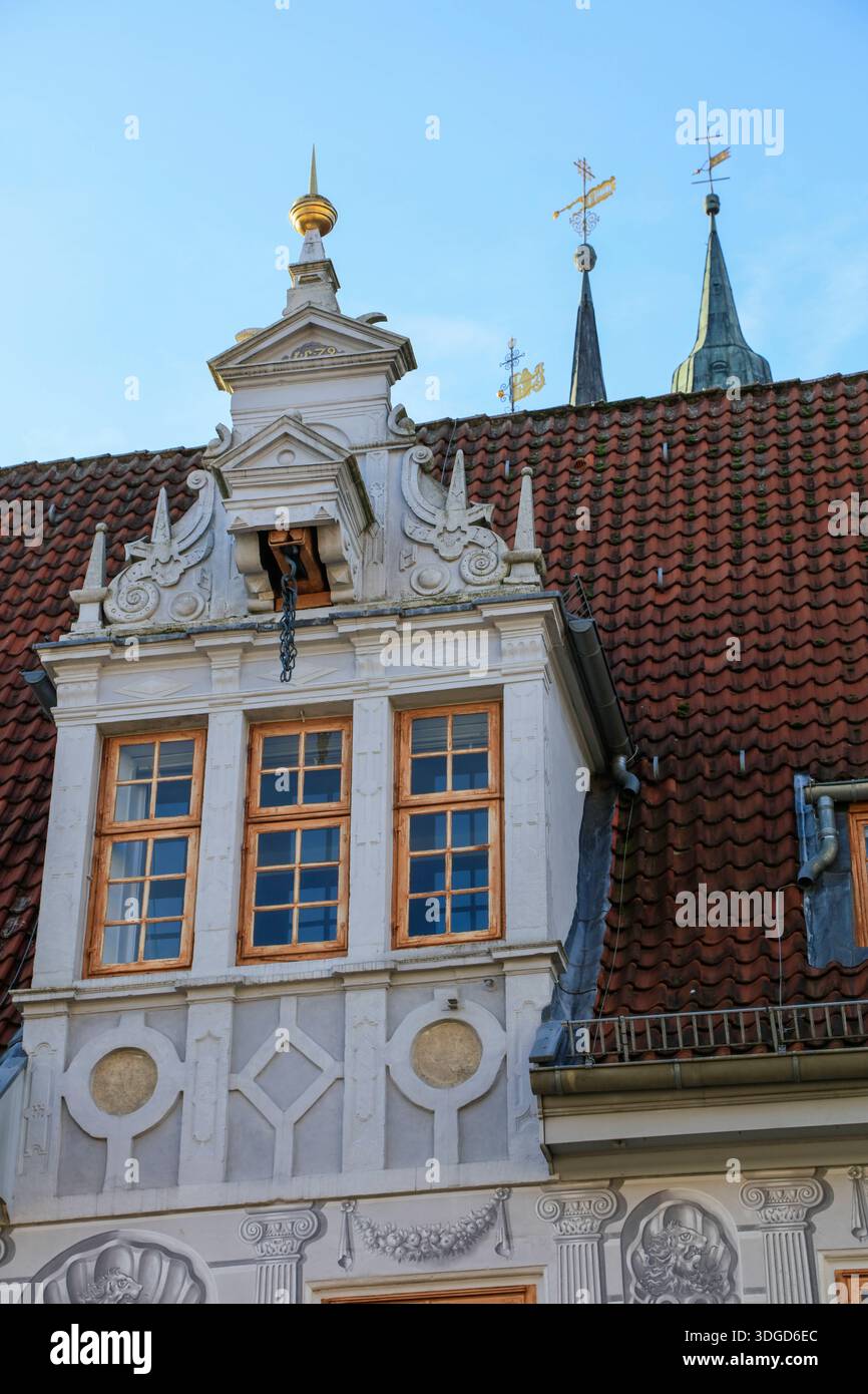 Giebel mit Flaschenzug, Altes Rathaus, Altstadt von Celle ...