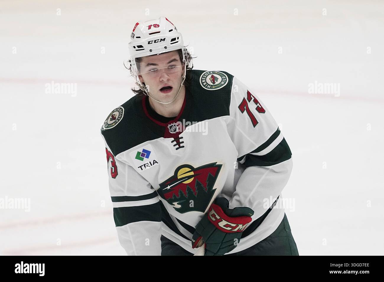 FILE - Minnesota Wild defenseman Kyle Masters handles the puck during a ...
