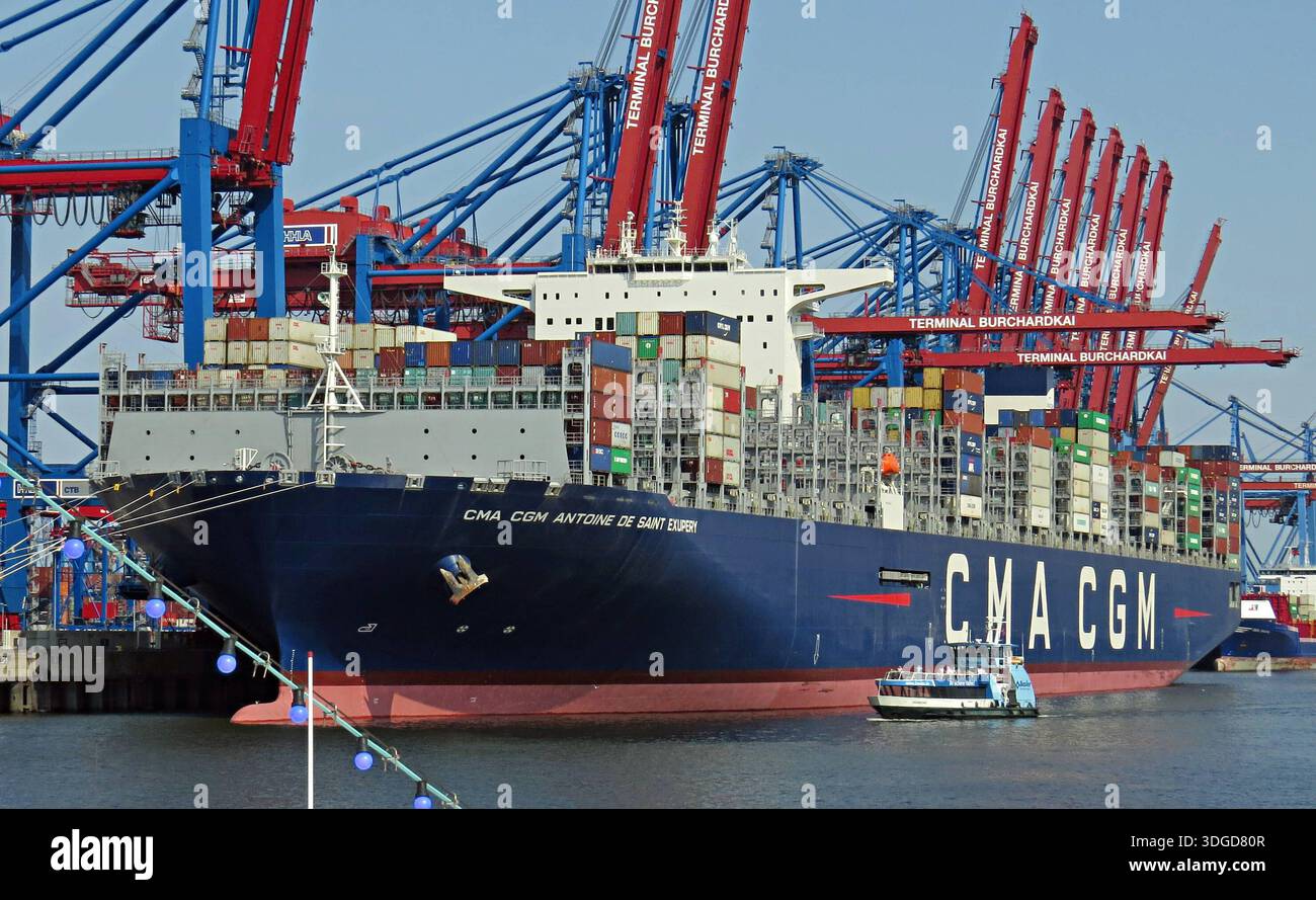 Container, Frachter, CMA CGM Antoine de saint exupery, Hamburg, Schiff ...