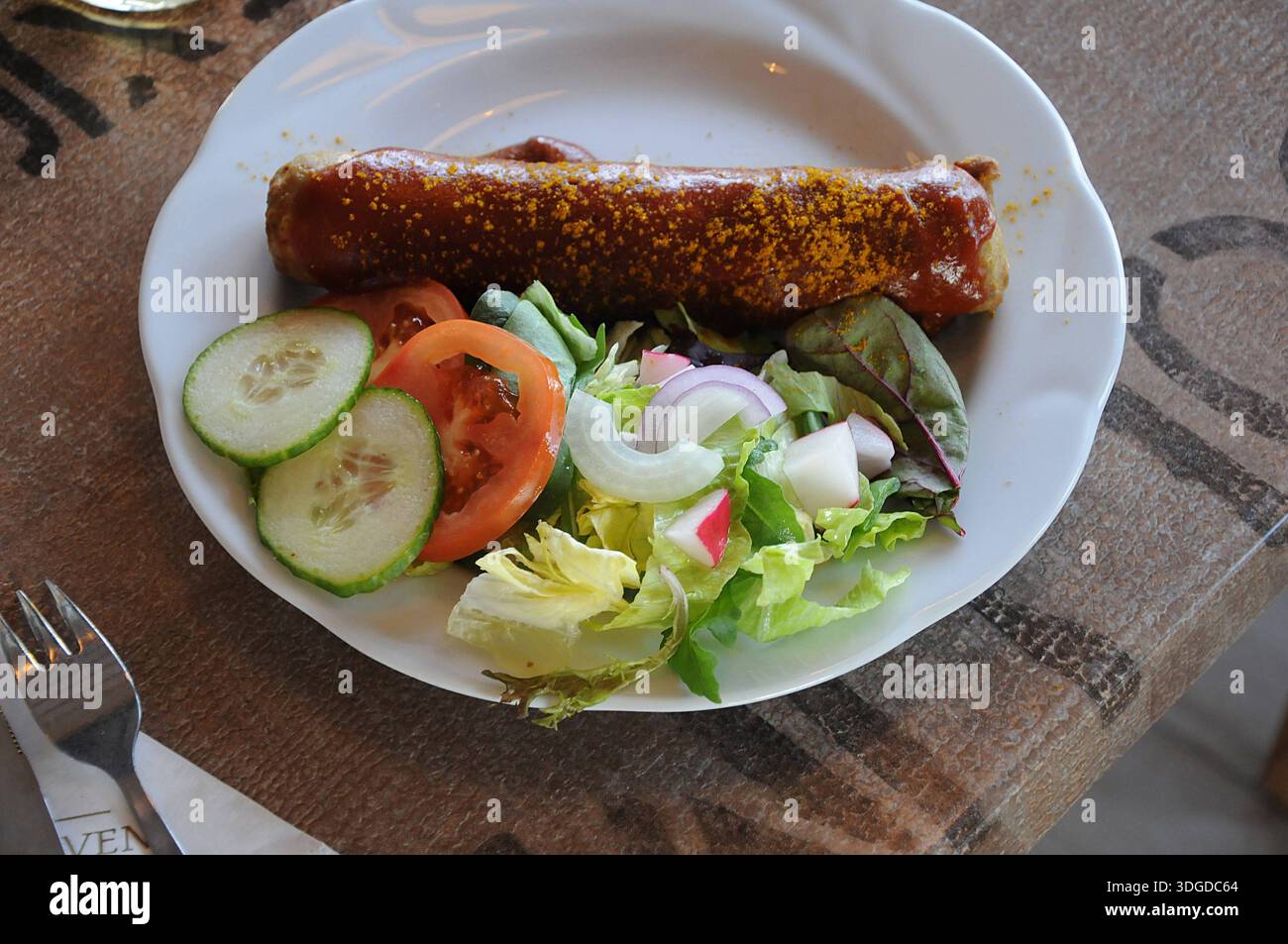 Schleswig/Germany. 07.October 2018. German fasmous curry souages hotdog ...