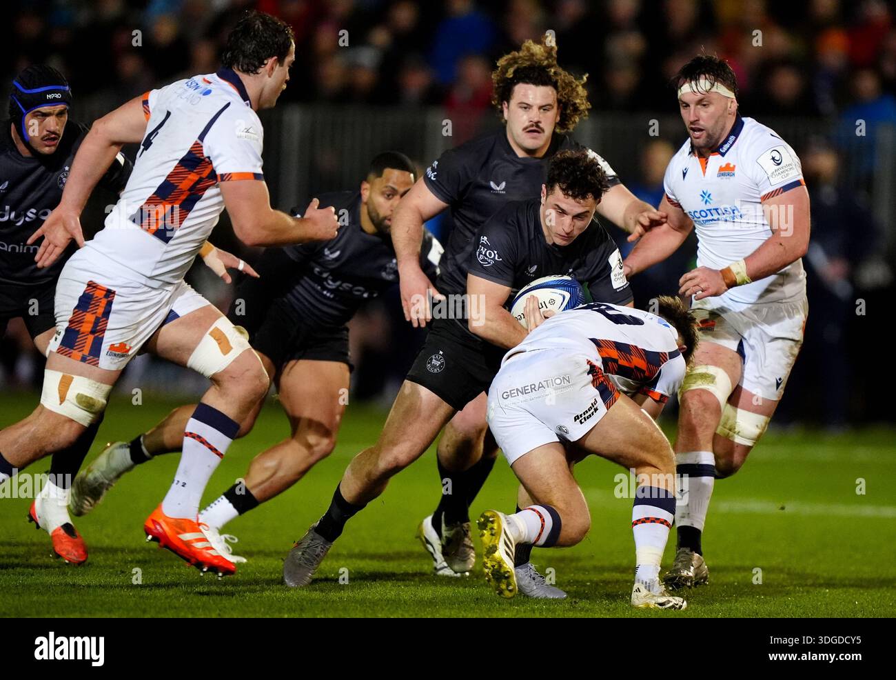 Bath's Henry Arundell is tackled by Edinburgh's Ross Thompson during ...