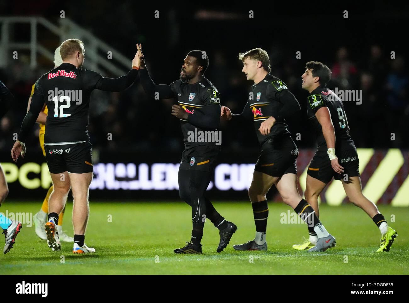 Newcastle's Christian Wade celebrates a try during the ECPR Challenge ...