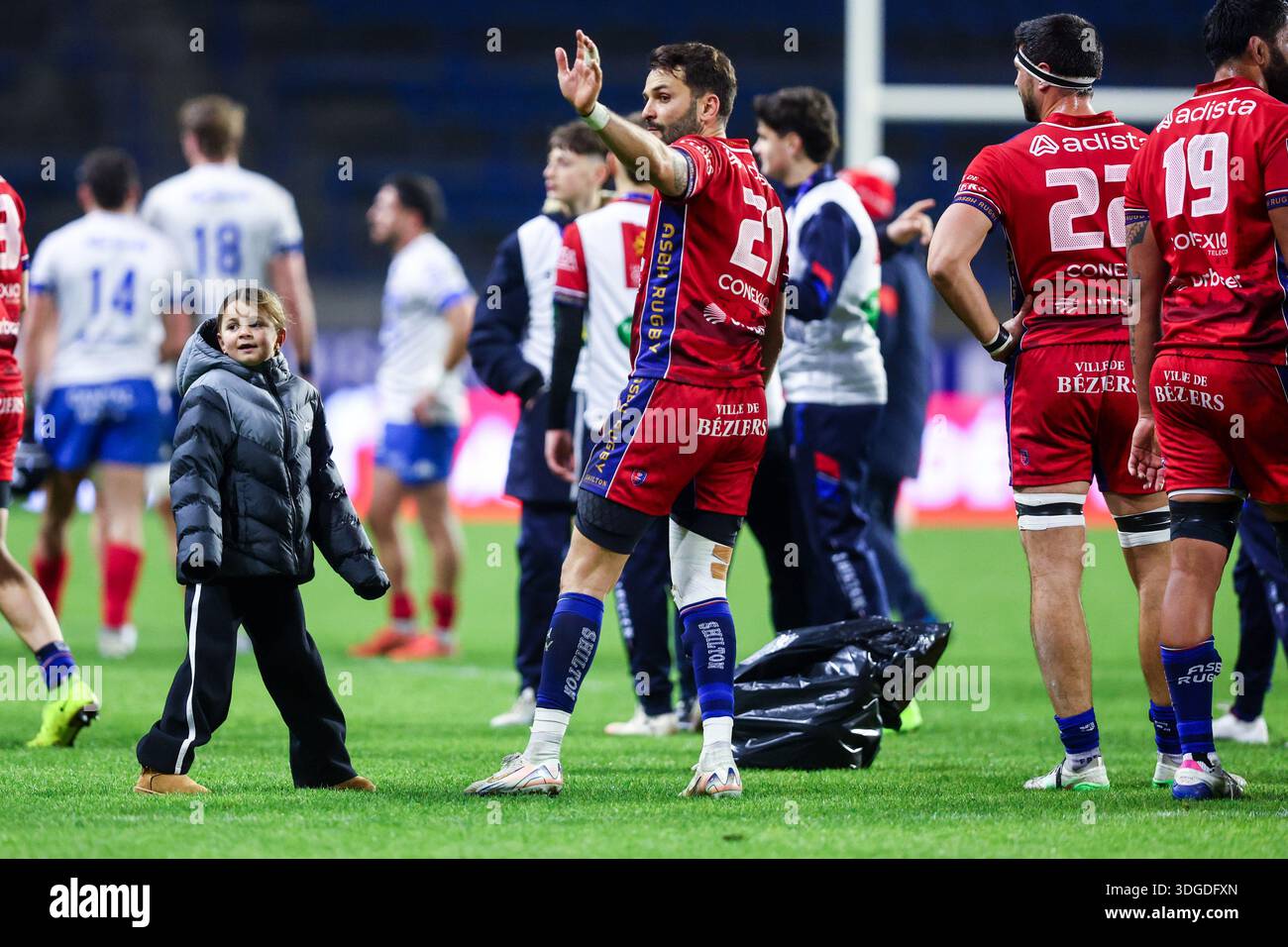 Charly MALIE of Beziers celebrates the victory during the Pro D2 match ...
