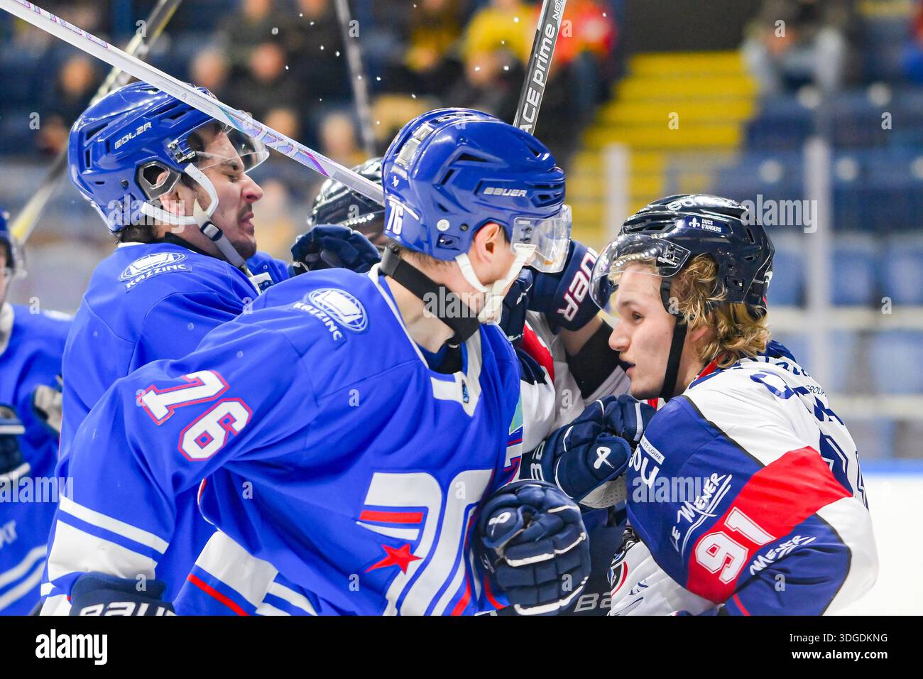 Orrin Centazzo of Angers battles with HC Torpedo players during the HC ...