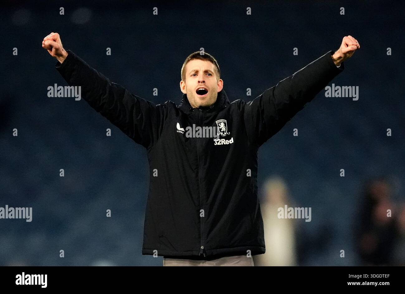Middlesbrough assistant manager David Selini celebrates the win after ...