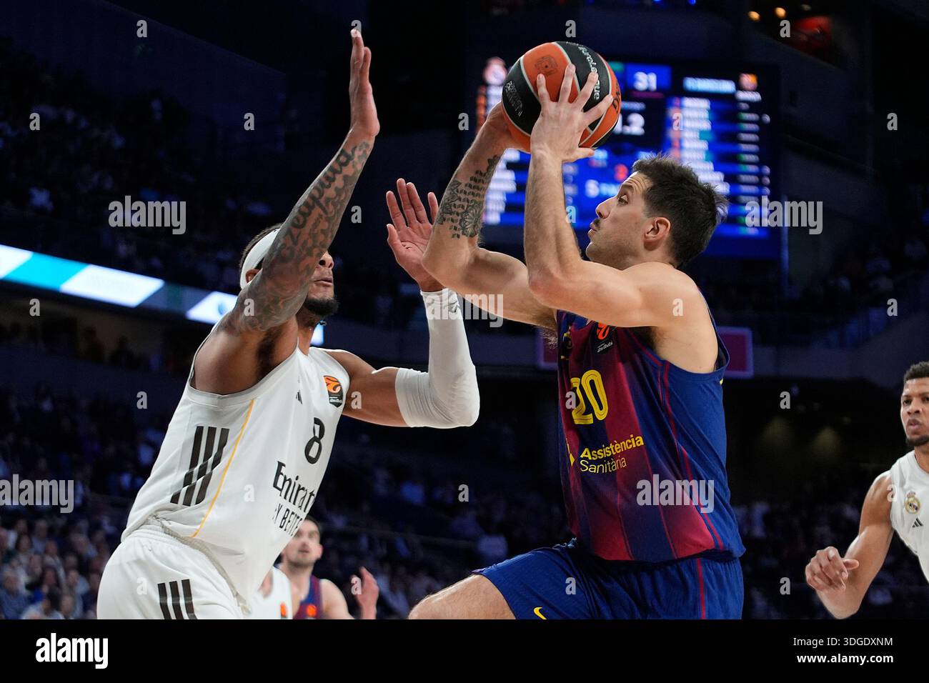 Madrid, Spain. 16th Jan, 2026. Real Madrid's Chuma Okeke (l) and FC ...